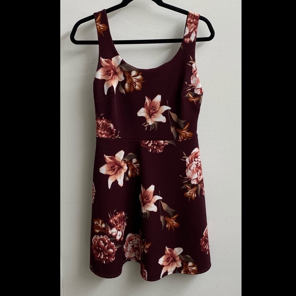 Blu Pepper | Dresses | Blupepper Floral Maroon Dress | Poshmark